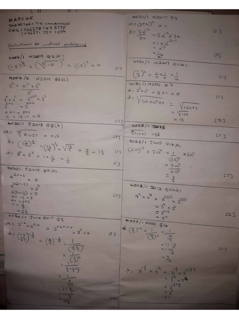 Indices Solutions@MASCOE | PDF