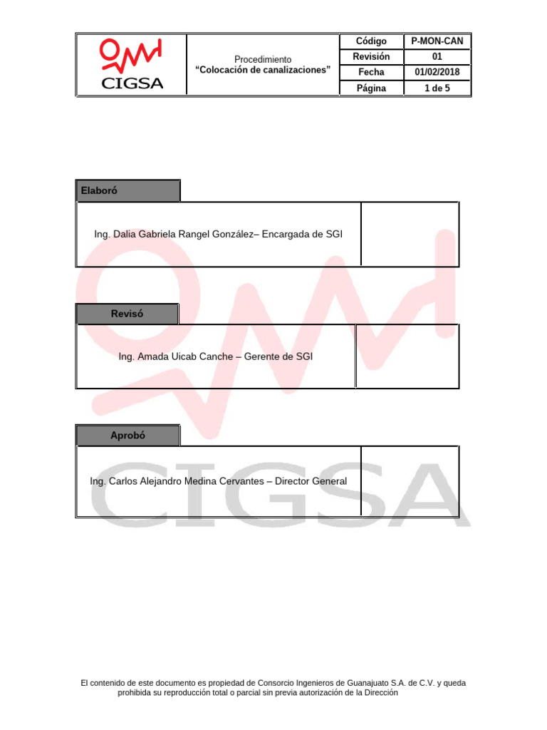 P-MON-CAN_Rev00_Colocacion de canalizaciones | PDF | Tubería (transporte de fluidos) | Materiales