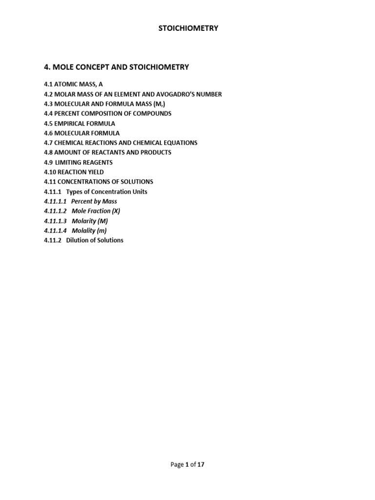 Stoichiometry and The Mole Concept Tutorial | PDF | Mole (Unit) | Stoichiometry