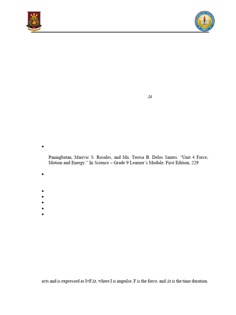 Impulse - Pre Demo-Final DLP | PDF | Force | Momentum