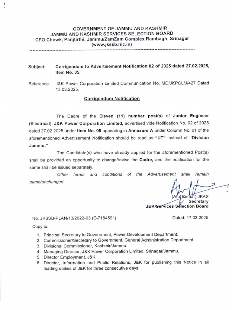 Corrigendum 02 of 2025 17032025 | PDF