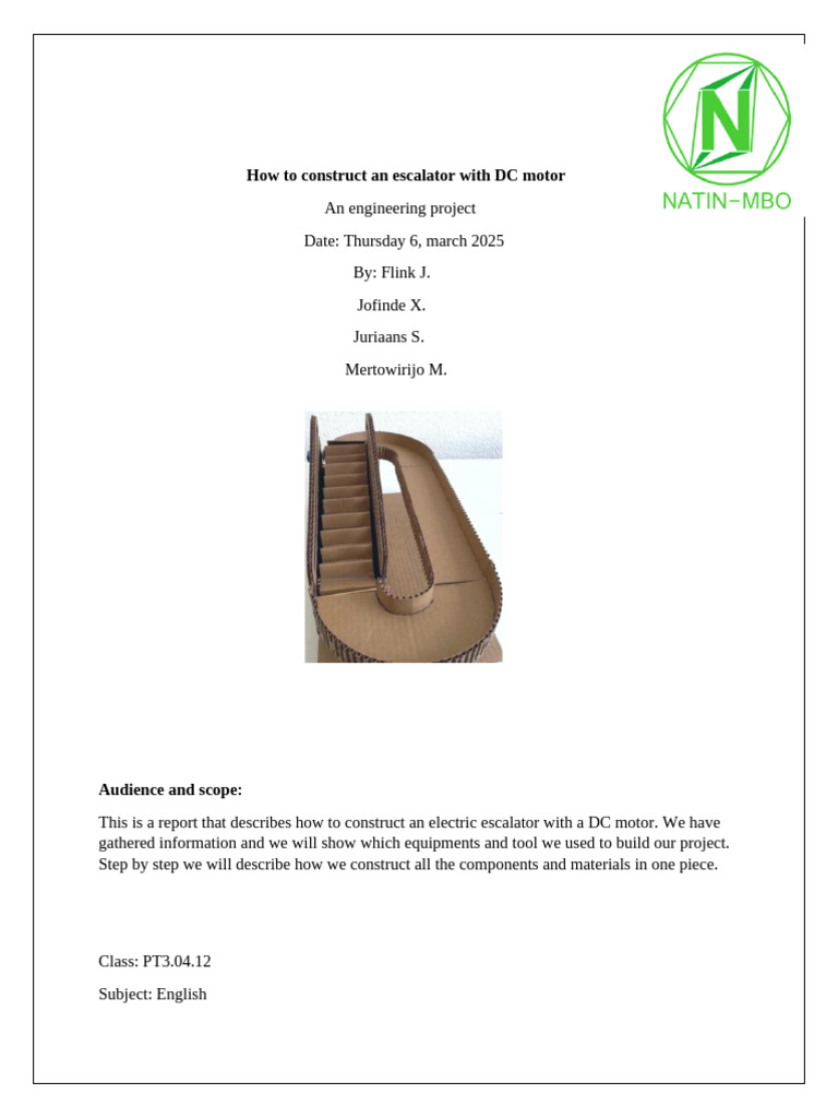 How To Construct An Escalator With DC Motor | PDF | Escalator | Direct ...