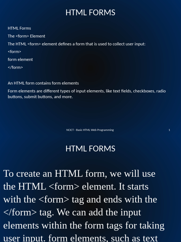 HTML Forms - Lecture 6 | PDF | Html | Html Element
