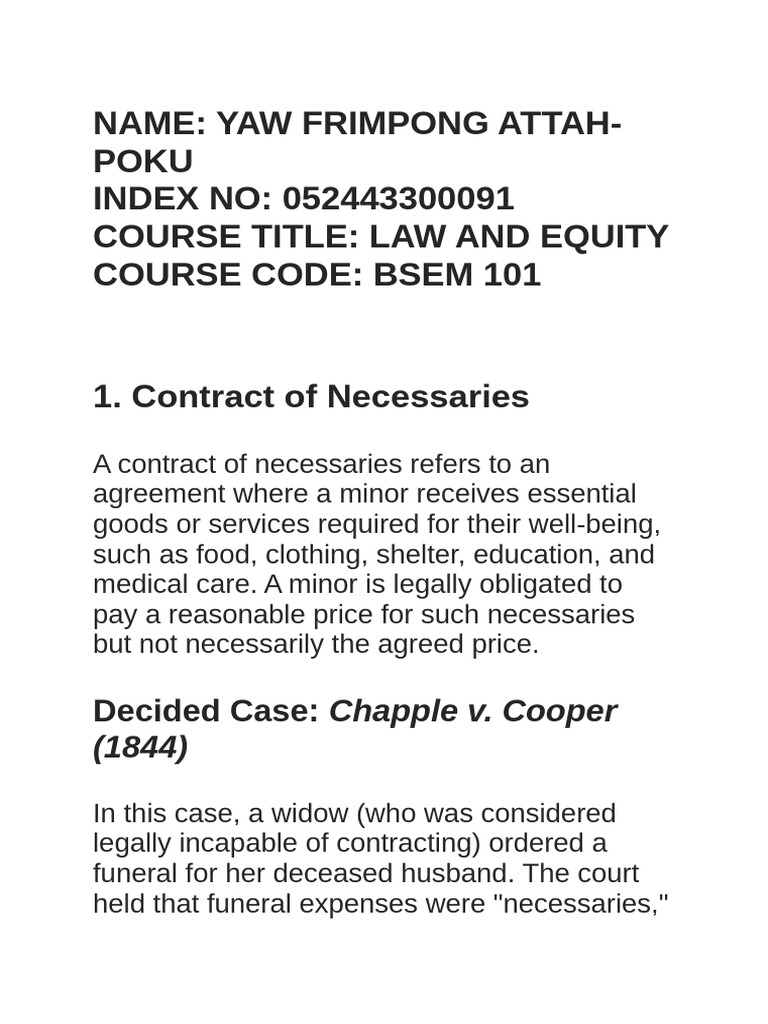 Name: Yaw Frimpong Attah-Poku INDEX NO: 052443300091 Course Title: Law ...