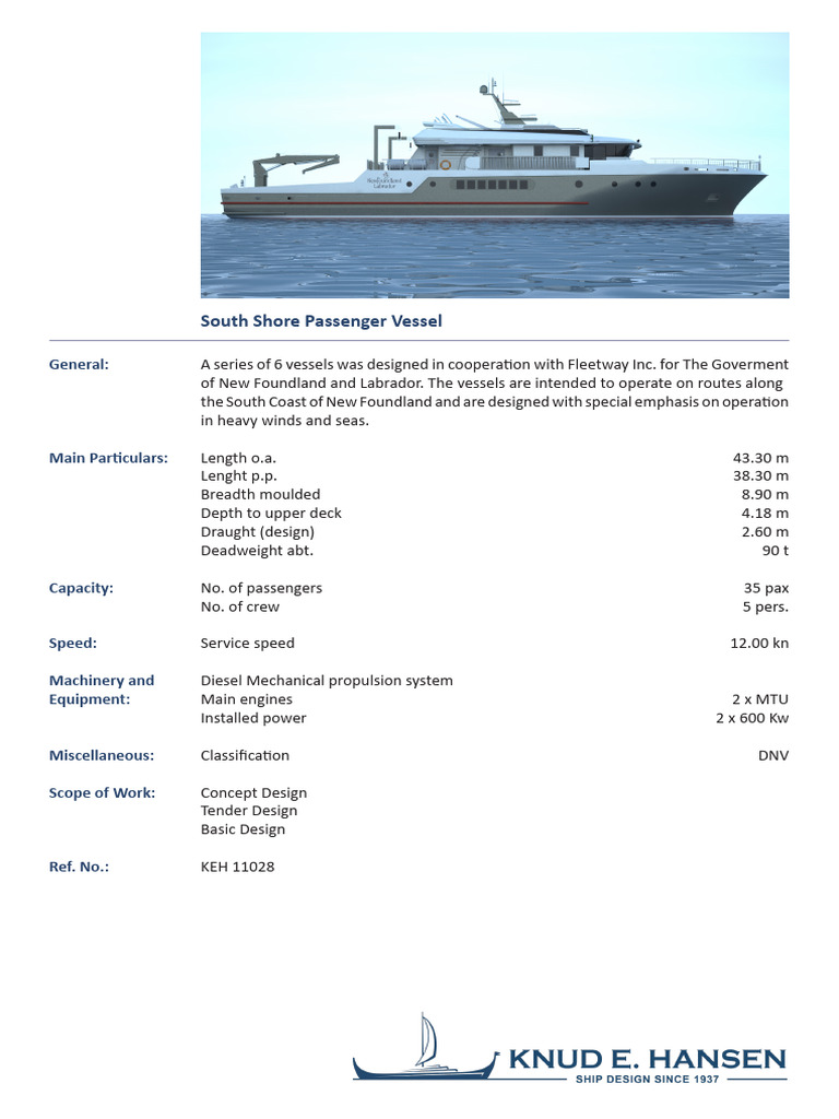 South Shore Passenger Vessel Specs | PDF