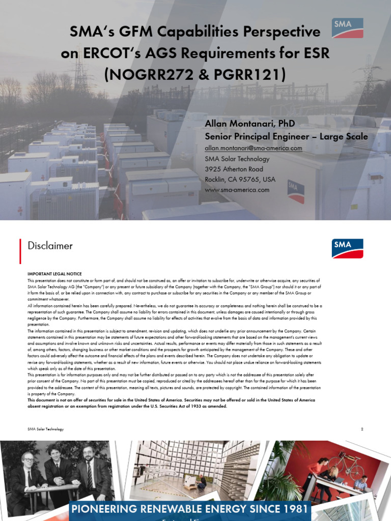 SMA GFM Capabilities Perspective On ERCOT AGS For ESR | PDF ...