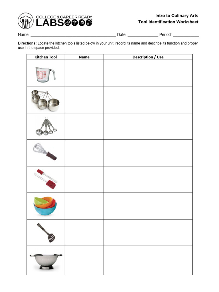 Tool Identification Worksheet | PDF