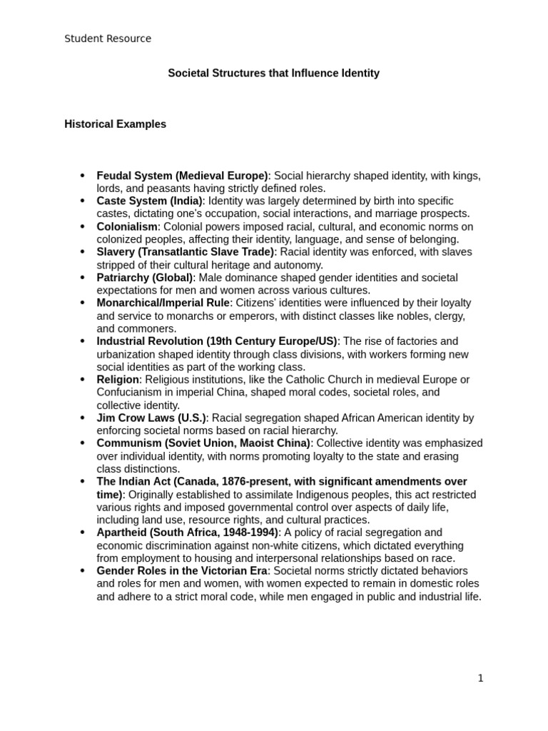 StuRes_SocietalStructuresthatInfluenceIdentity_En | PDF | Identity ...