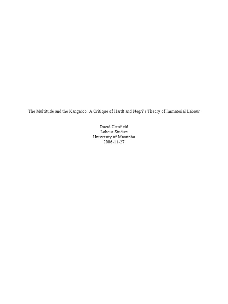 Critique of Hardt and Negri's Immaterial Labour | PDF | Capitalism ...