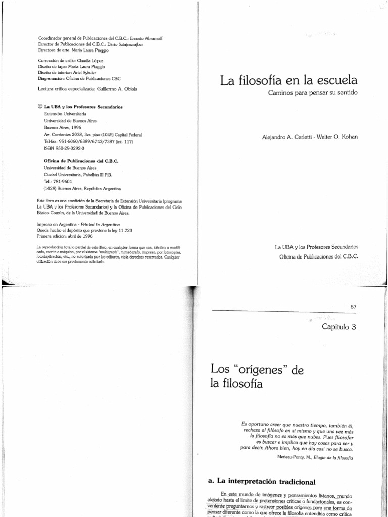 Cerletti y Kohan - Or-Genes de La Filosof-A | PDF