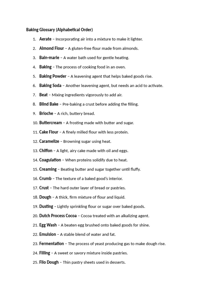 Essential Baking Terms Explained | PDF | Cakes | Baking