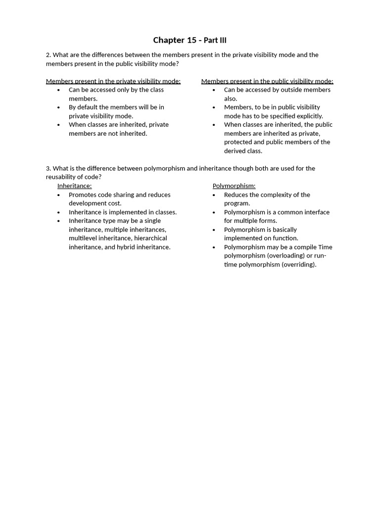Visibility Modes in Inheritance and Polymorphism | PDF