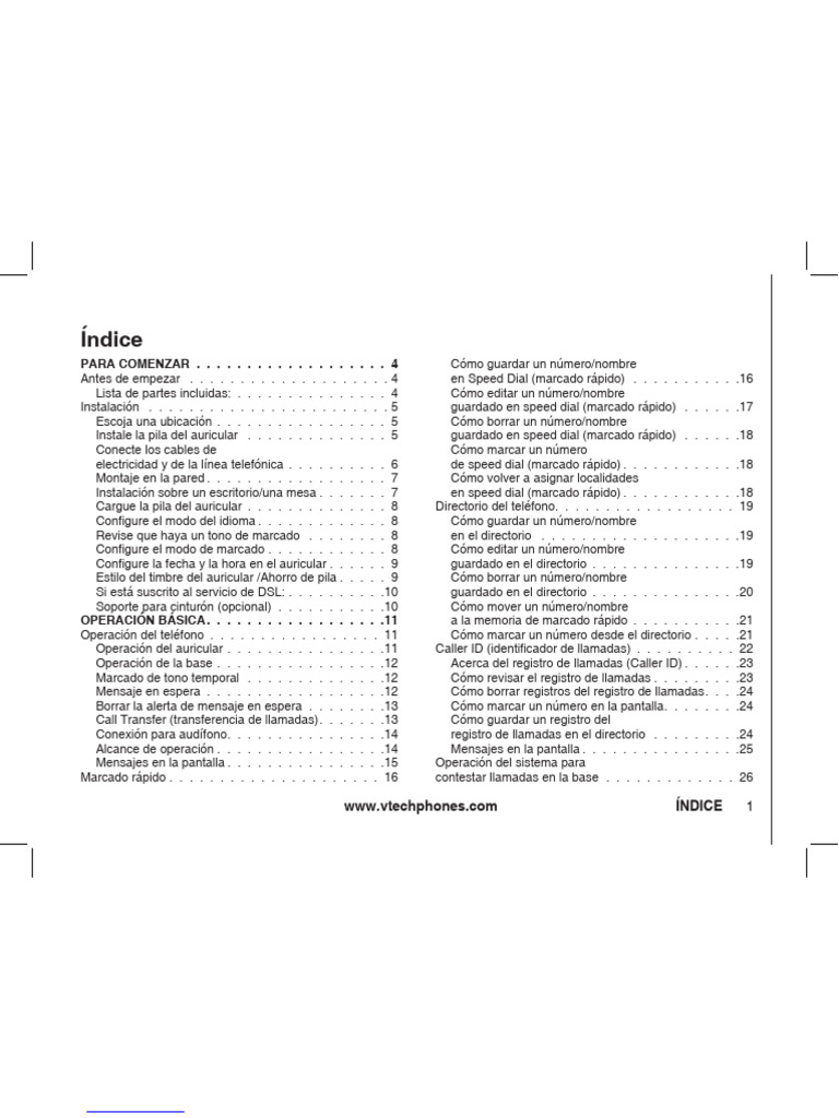 Vtech IA5874 Manual de Usuario | PDF | Teléfono | Auriculares