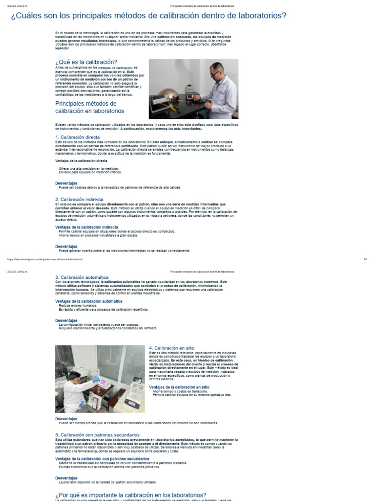 Métodos de Calibración en Laboratorios | PDF | Calibración | Medición