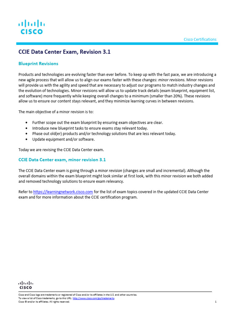 CCIE Data Center Exam Blueprint v3.1 | PDF | Computer Network | Cisco ...
