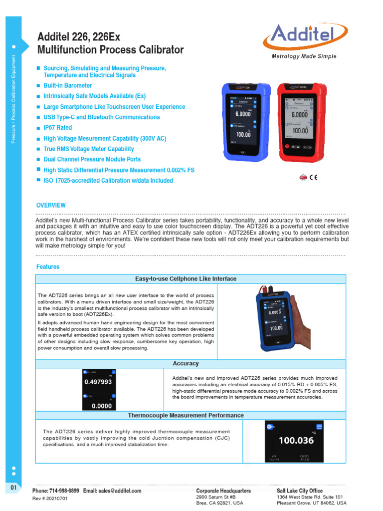 02 Calibrador Multifuncion Additel-226 | PDF | Calibration | Pressure ...
