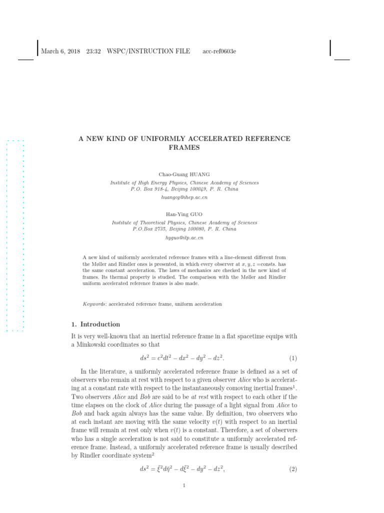A New Kind of Uniformly Accelerated Reference | PDF | Event Horizon | Spacetime