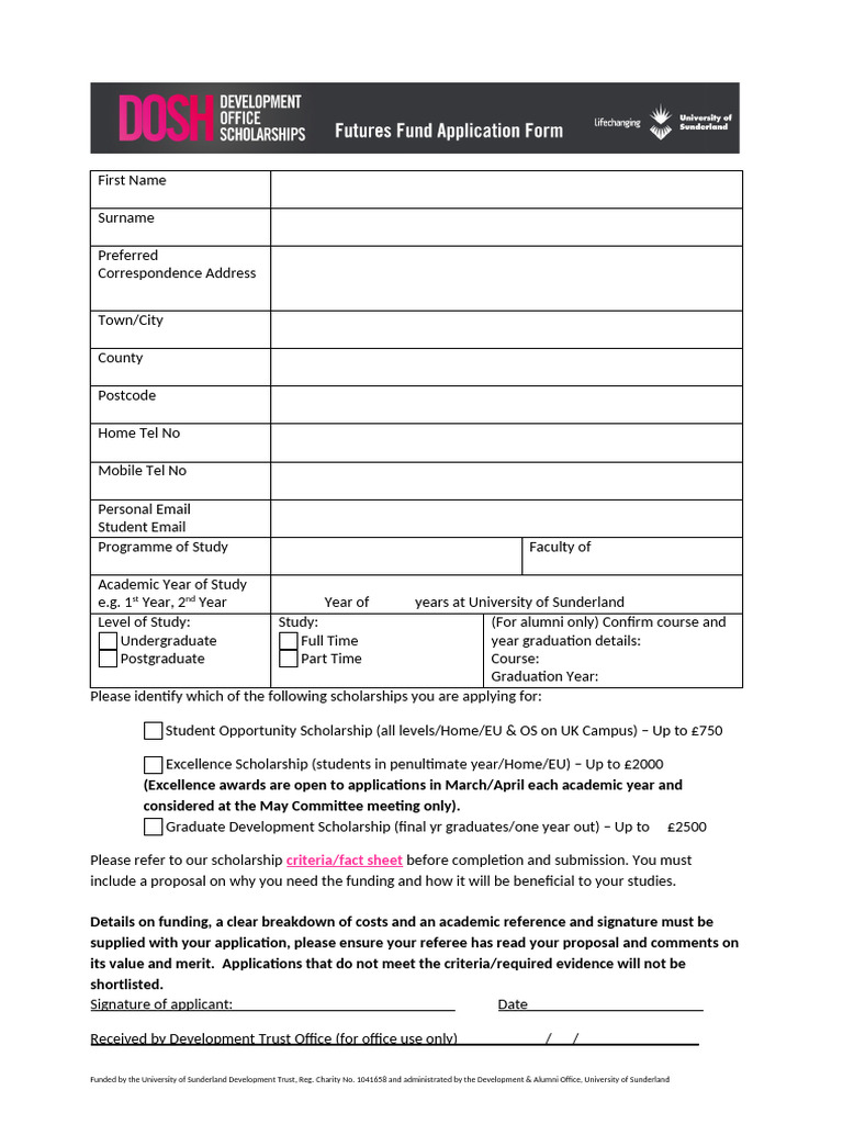 Futures Fund Application Form Dosh | PDF