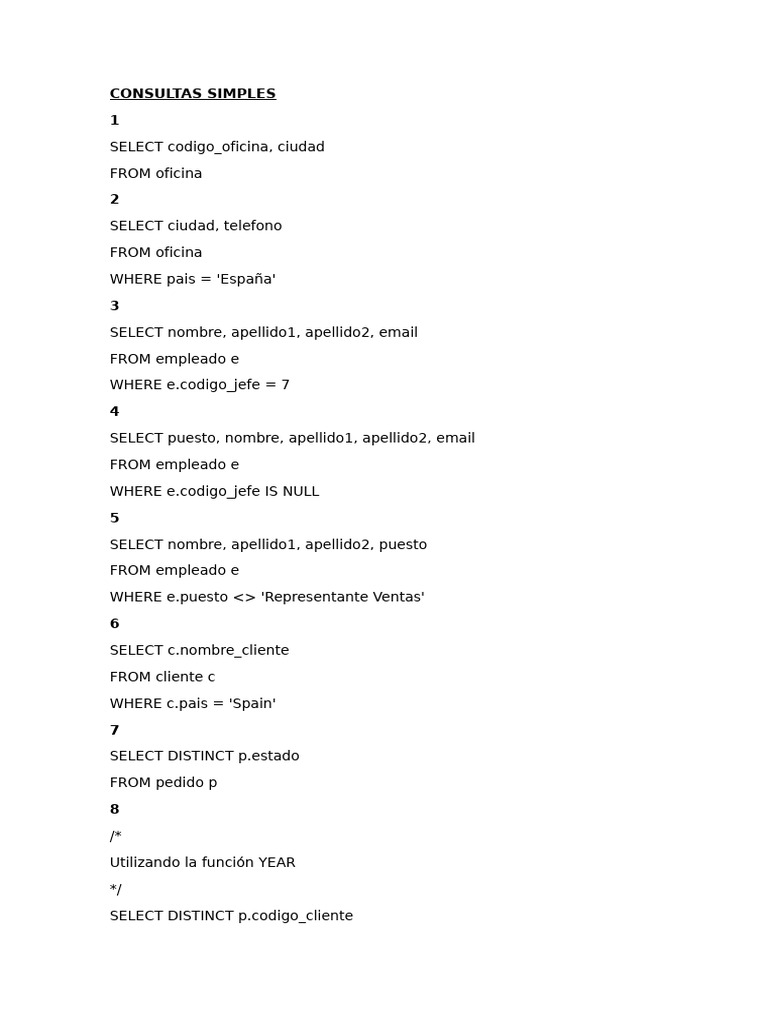Consultas SQL para Gestión de Datos | PDF
