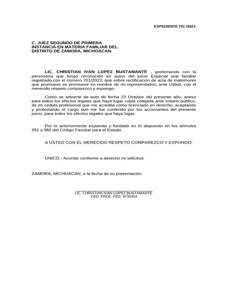 Aceptando Mandato Curp y RFC Chris | PDF