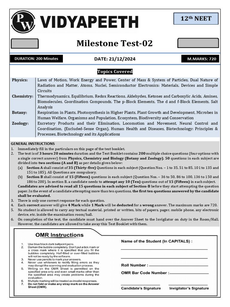 RMT-2 - Test Paper & Answer Key | PDF | Isotope | Atomic Nucleus