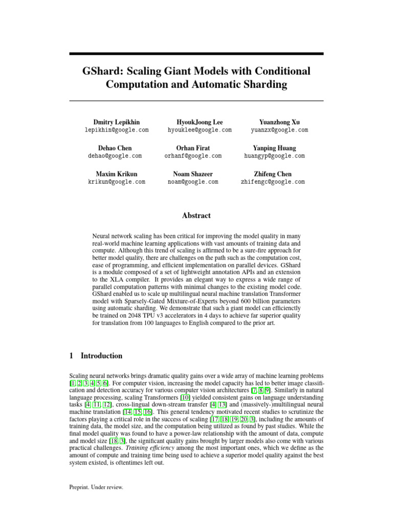 GShard - 2006.16668v1 | PDF | Parallel Computing | Compiler