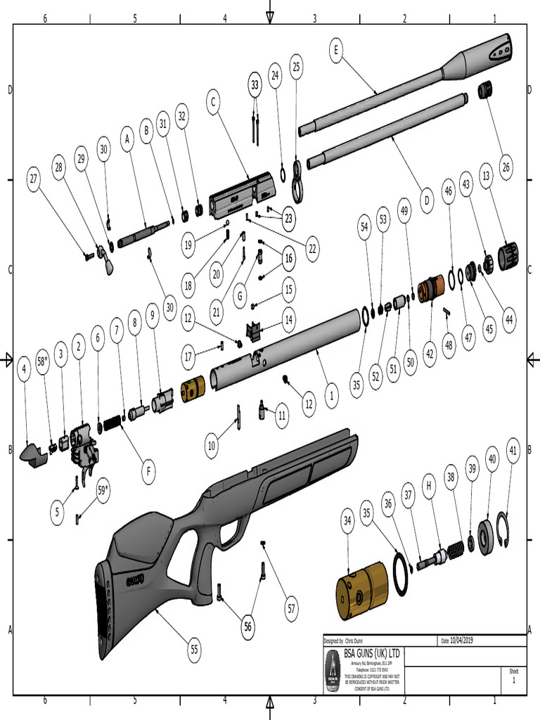 17 0781 Iss1 Gamo GX 40 Exploded View 1 | PDF | Gun Barrel | Valve