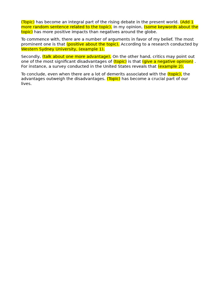 Essay Template PTE 2024 | PDF