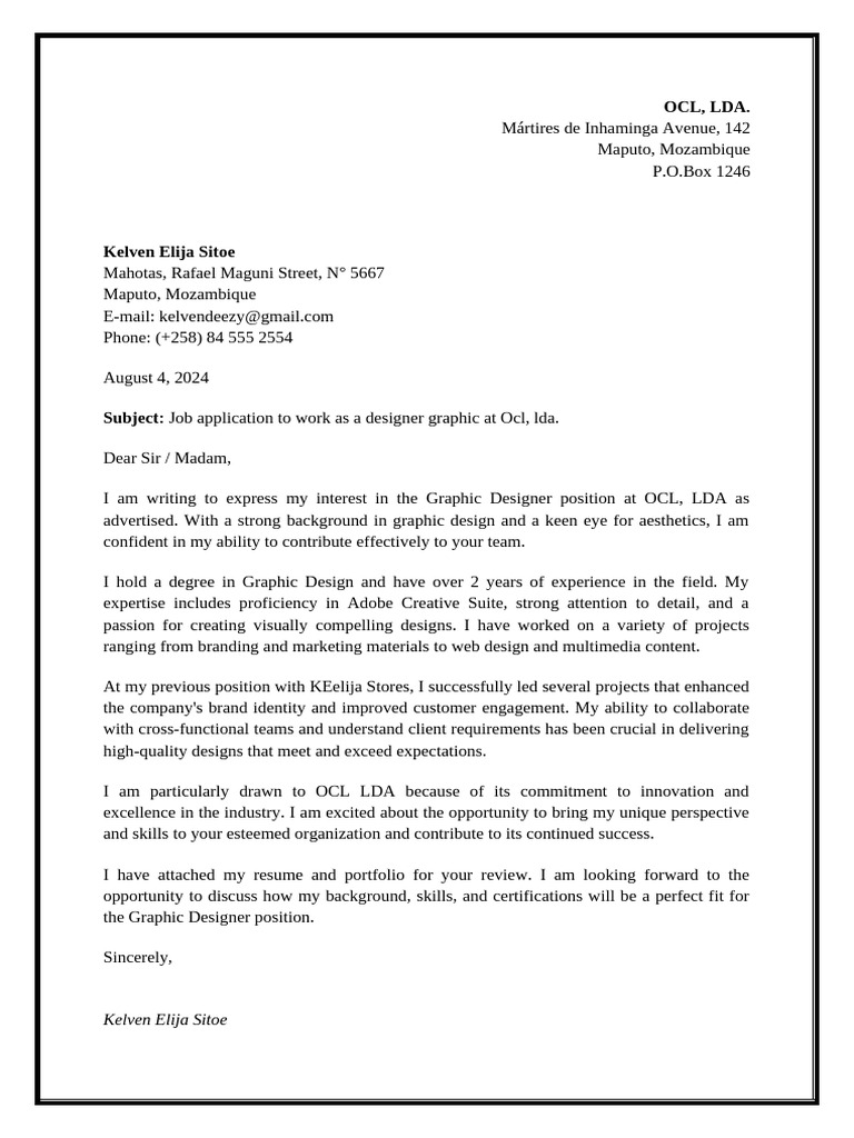 Application Letter | PDF