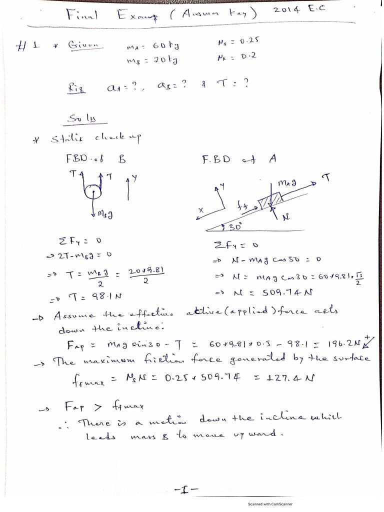Dyna Final Exam (2014) Answer Key-1 | PDF