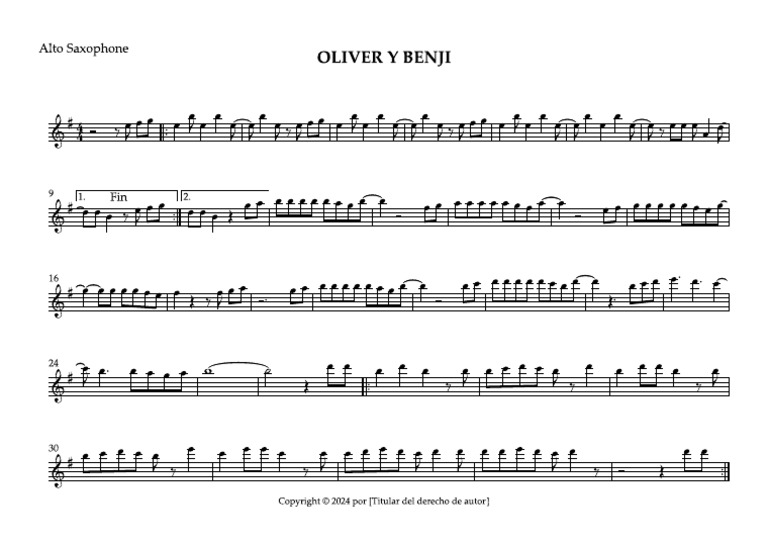 Oliver y Benji Saxo Alto | PDF