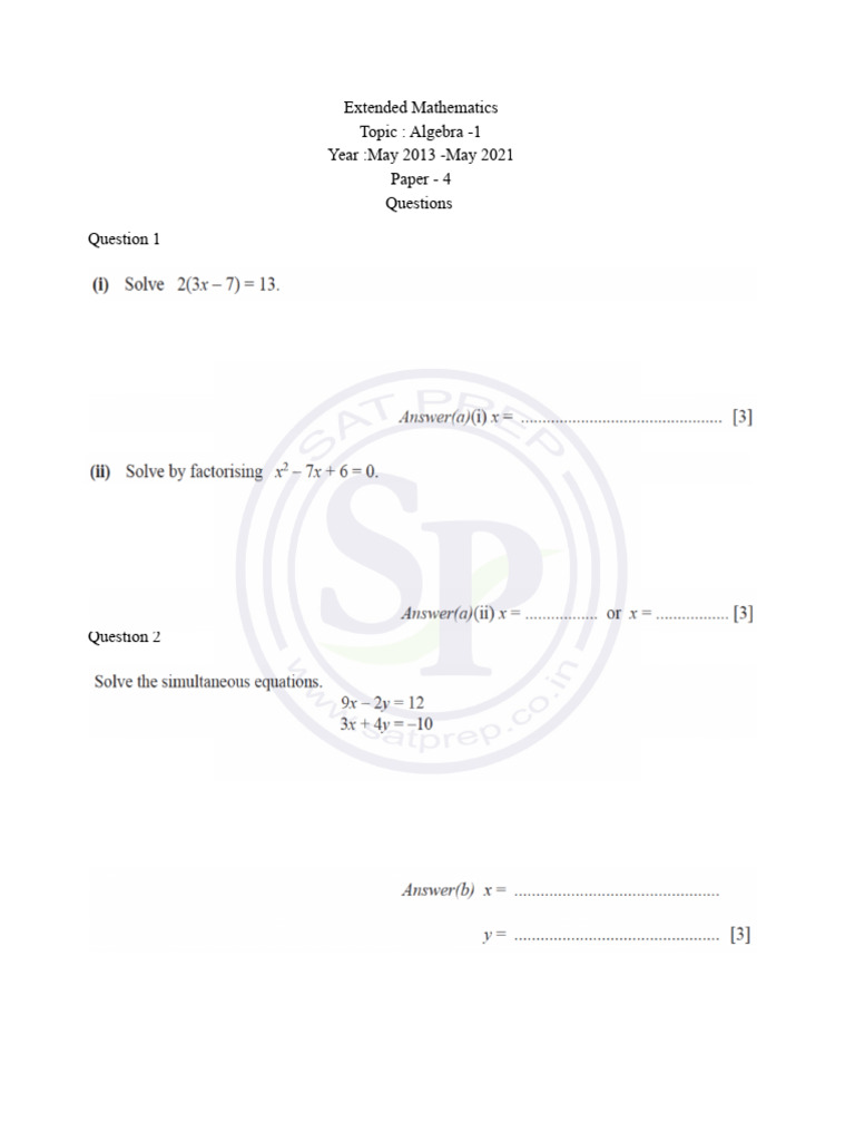 Igcse Ext Math P4 Algebra 11 Pdf