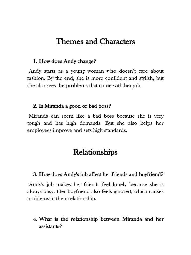 The Devil Wears Prada Homework | PDF | Psychological Concepts ...