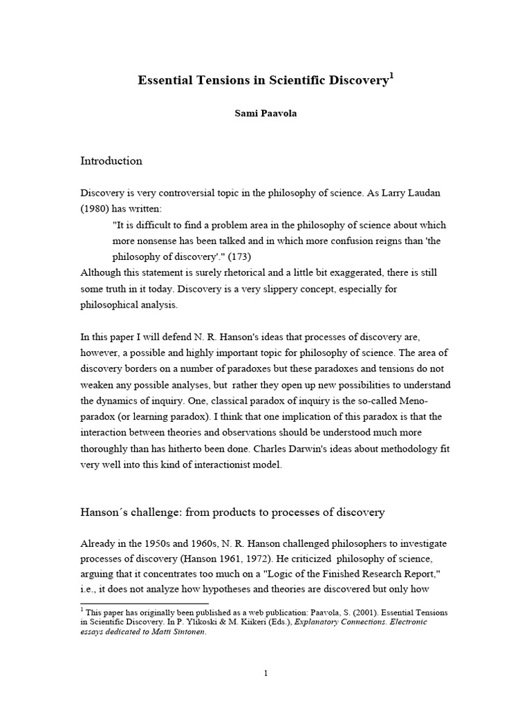 Essential Tensions in Scientific Discovery | PDF | Philosophy Of ...