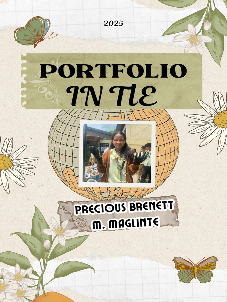 Beige and Green Vintage Creative Portfolio Cover A4 Document | PDF