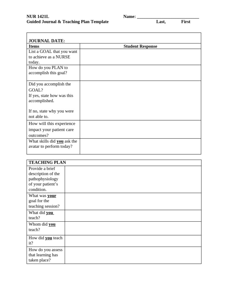 Guided Journal & Teaching Plan Template1 | PDF