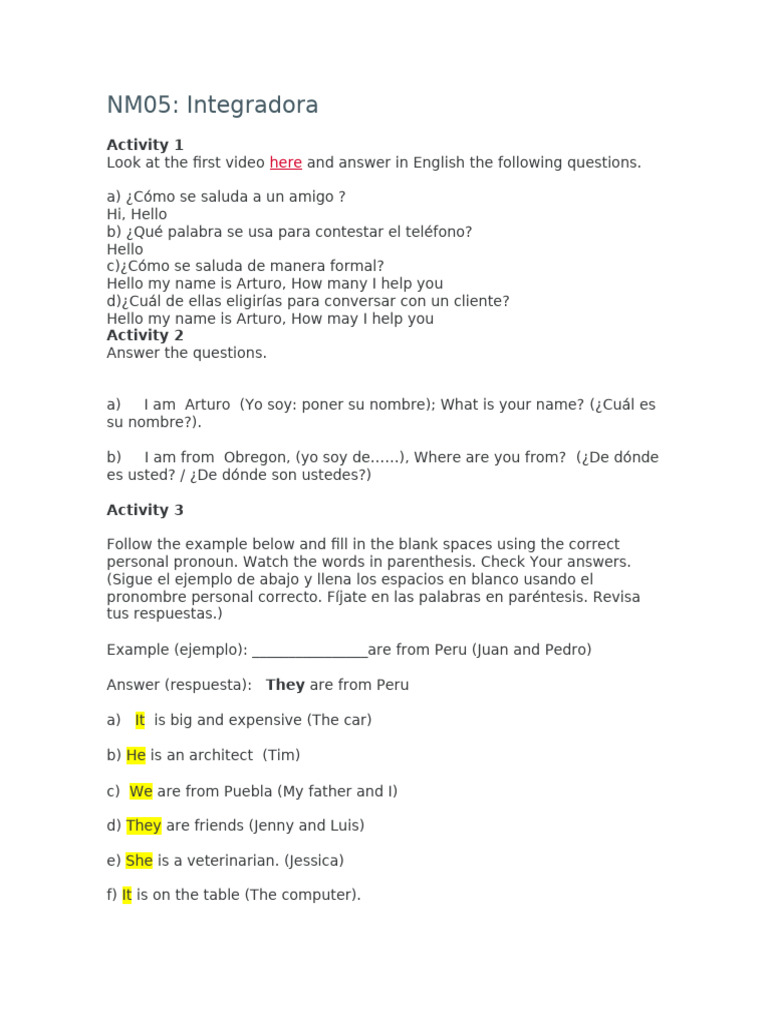 Actividad Integradora Ingles | PDF | Foods