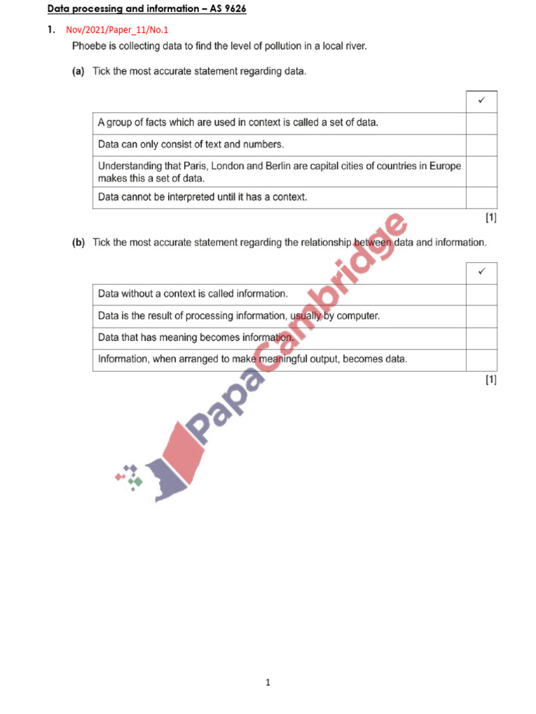 2021 - 20 Data Processing and Information AS 9626 | PDF