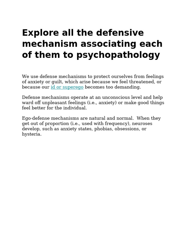 Explore All The Defensive Mechanism Associating Each of Them To ...