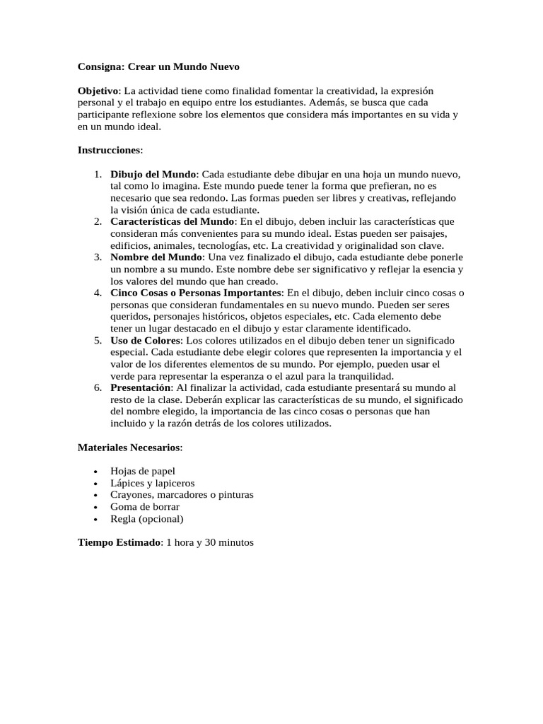 Consigna Mundo | PDF