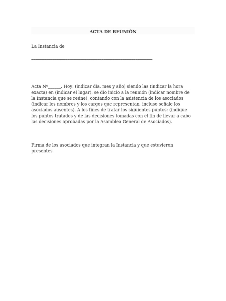 Acta de Reunión Instancias | PDF