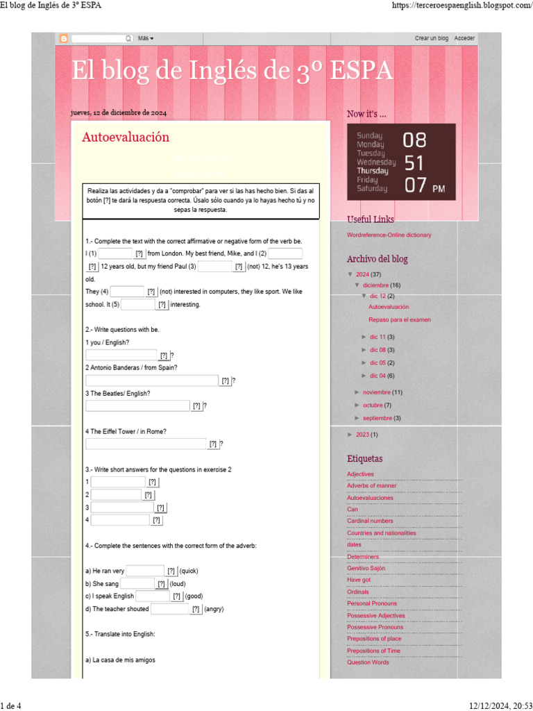 El Blog de Inglés de 3º ESPA | PDF | Adverb | Linguistic Typology