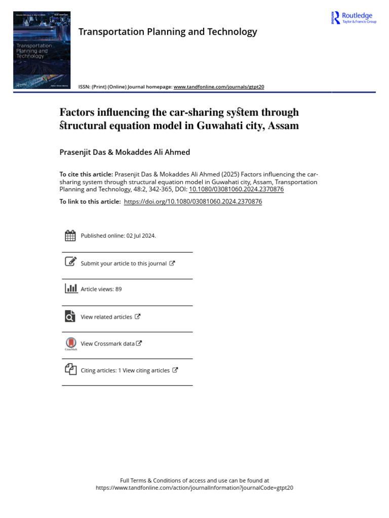 Factors Influencing The Car-Sharing System Through Structural Equation ...