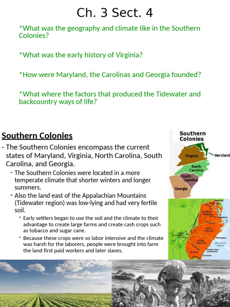 Geography and History of Southern Colonies | PDF | British Colonization ...