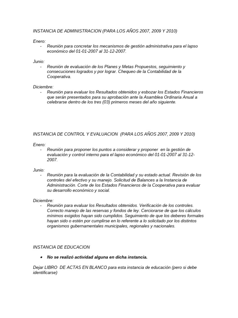 Reuniones INSTANCIAS | PDF