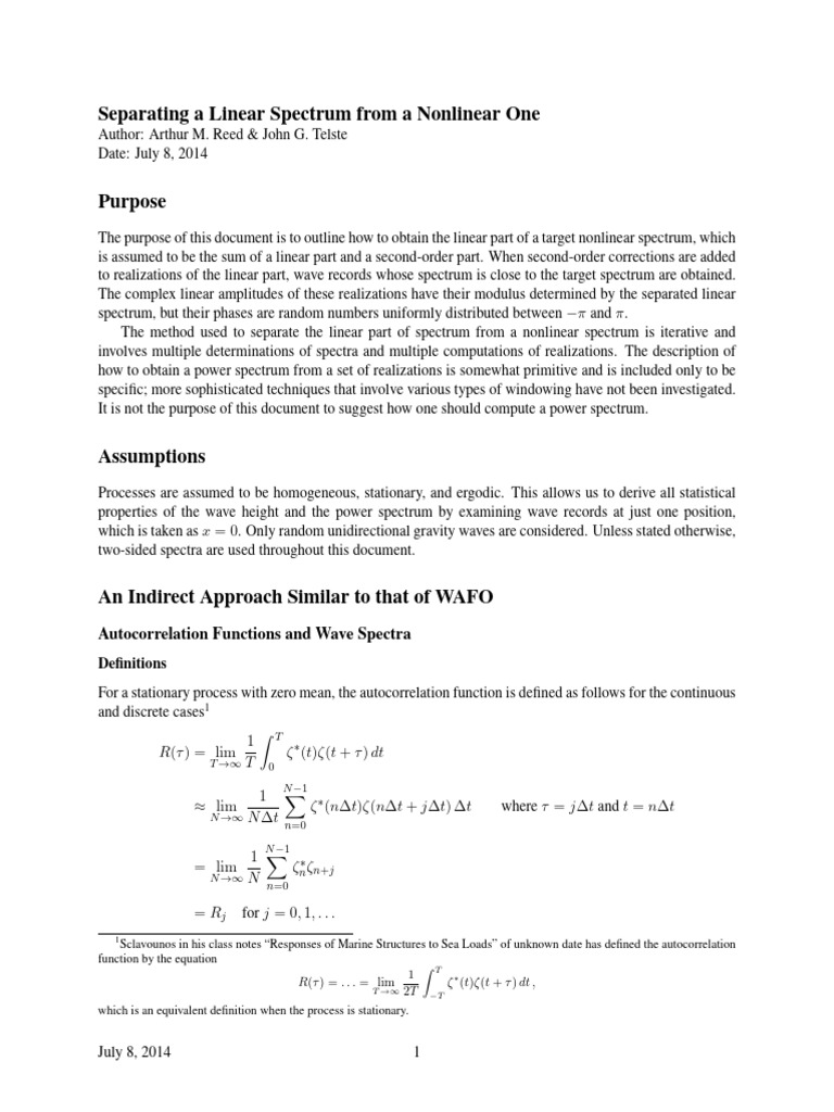 Linear Spectrum From NL Spectrum | PDF | Spectral Density | Autocorrelation