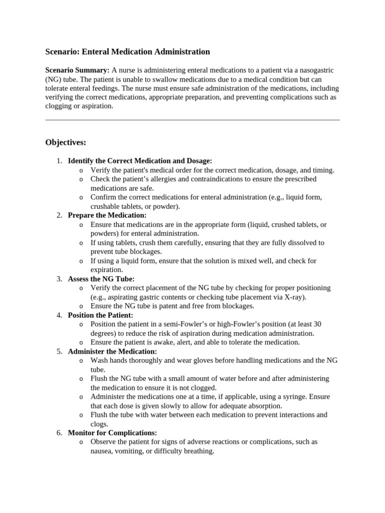 Enteral Medication Administration Guide | PDF | Clinical Medicine ...