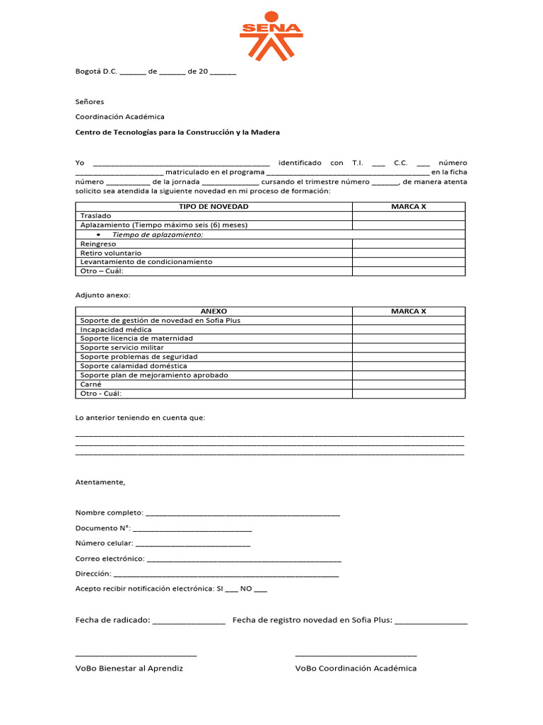 Formato de Novedades CTCM - 2021 | PDF