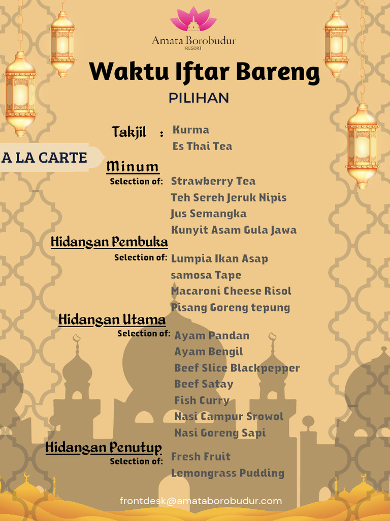 MENU IFTAR 2025 (ALA CARTE) | PDF