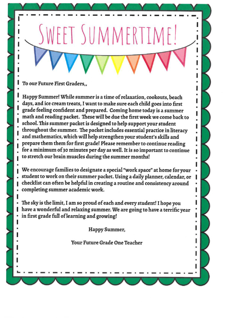 Entering Grade 1 Summer Packet | PDF